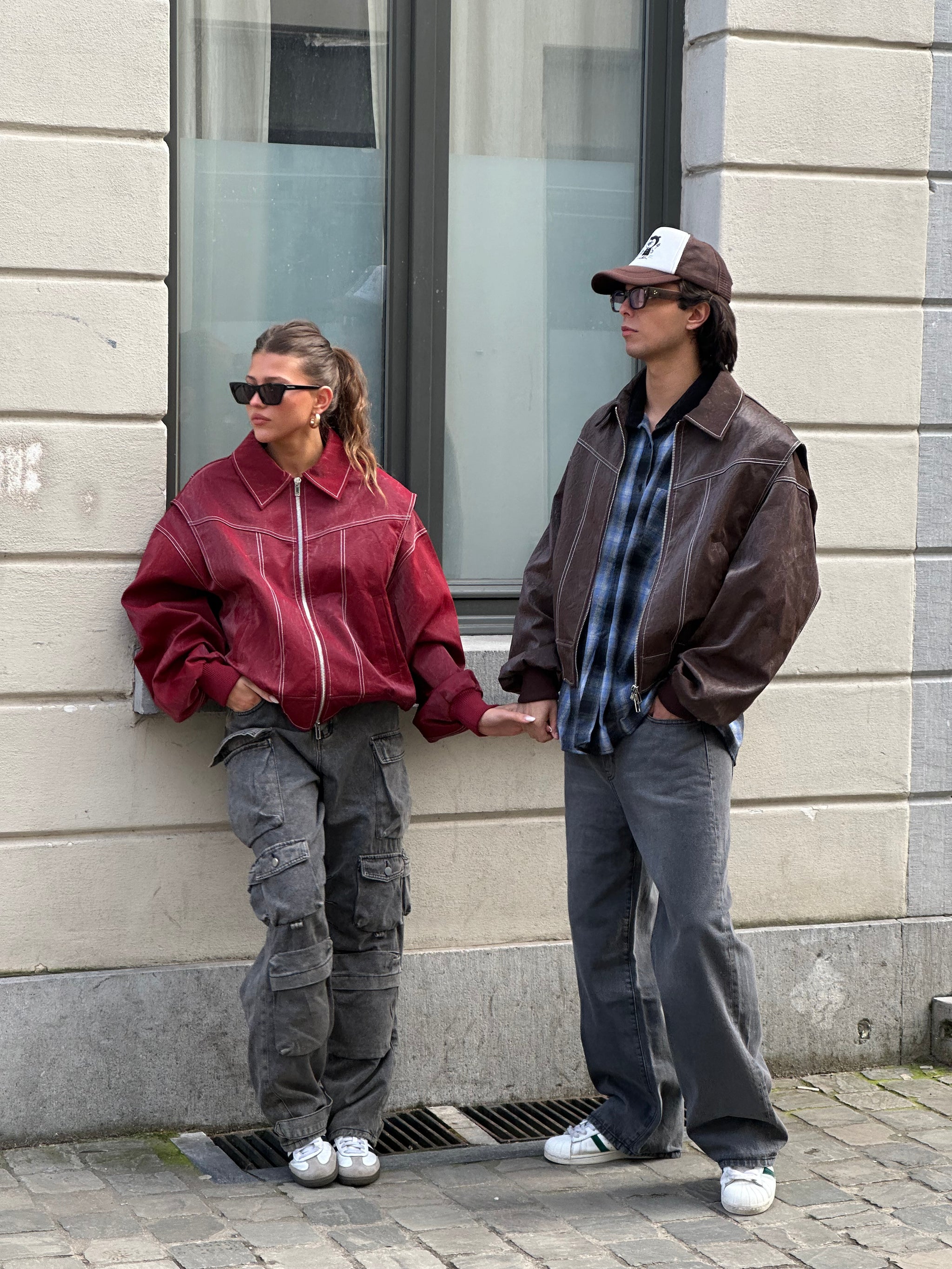 Oversized Contrast Stitch Jacket Red – The Room Antwerp