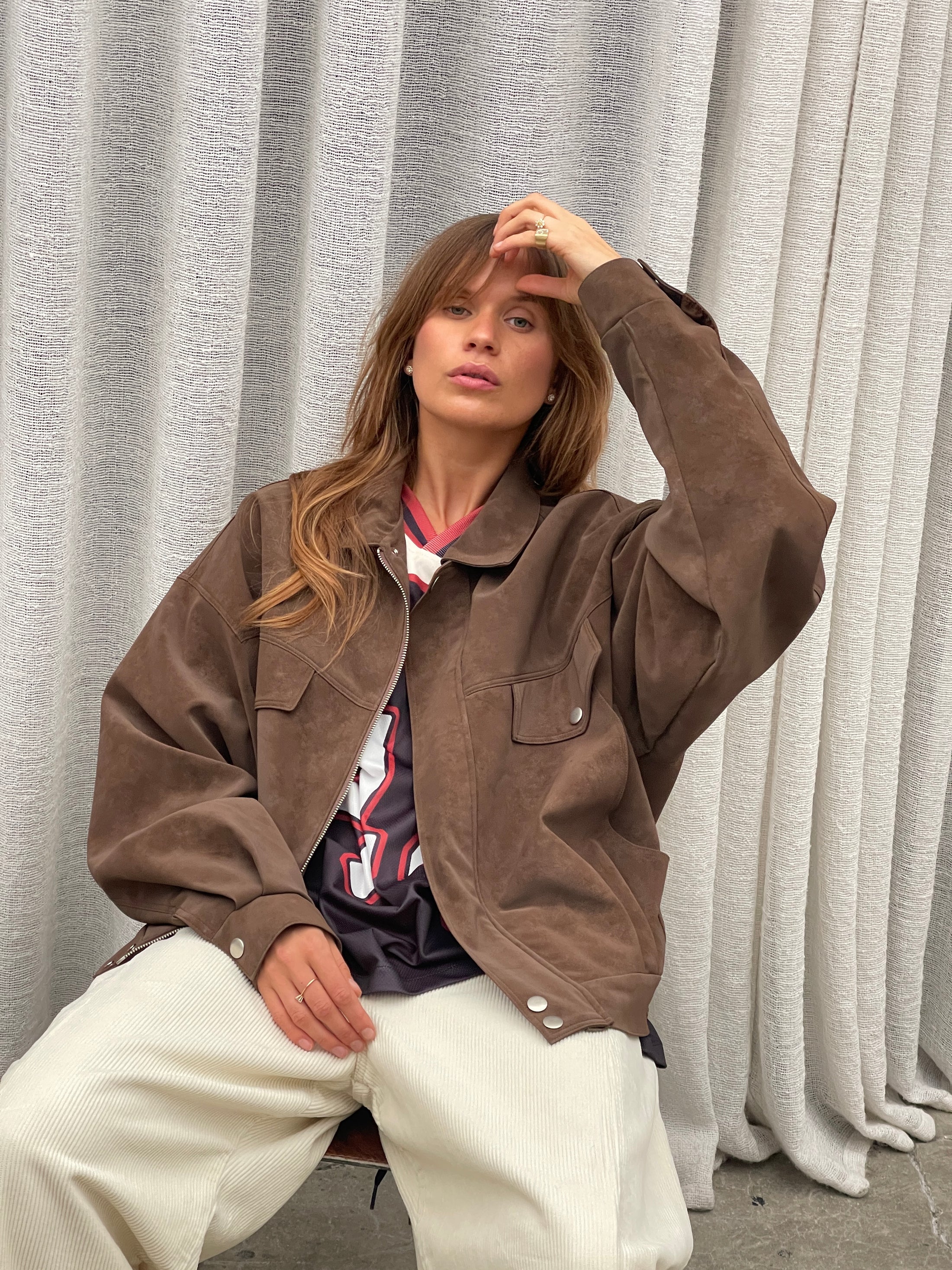 Suede Style Front Pocket Jacket – The Room Antwerp