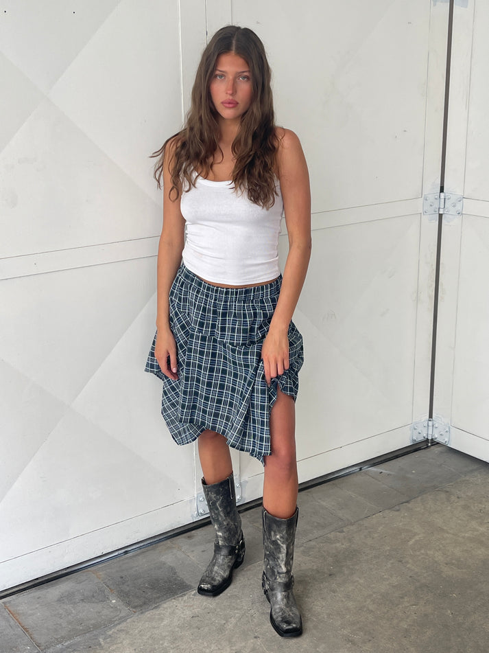 Asymmetric Check Skirt Blue – The Room Antwerp