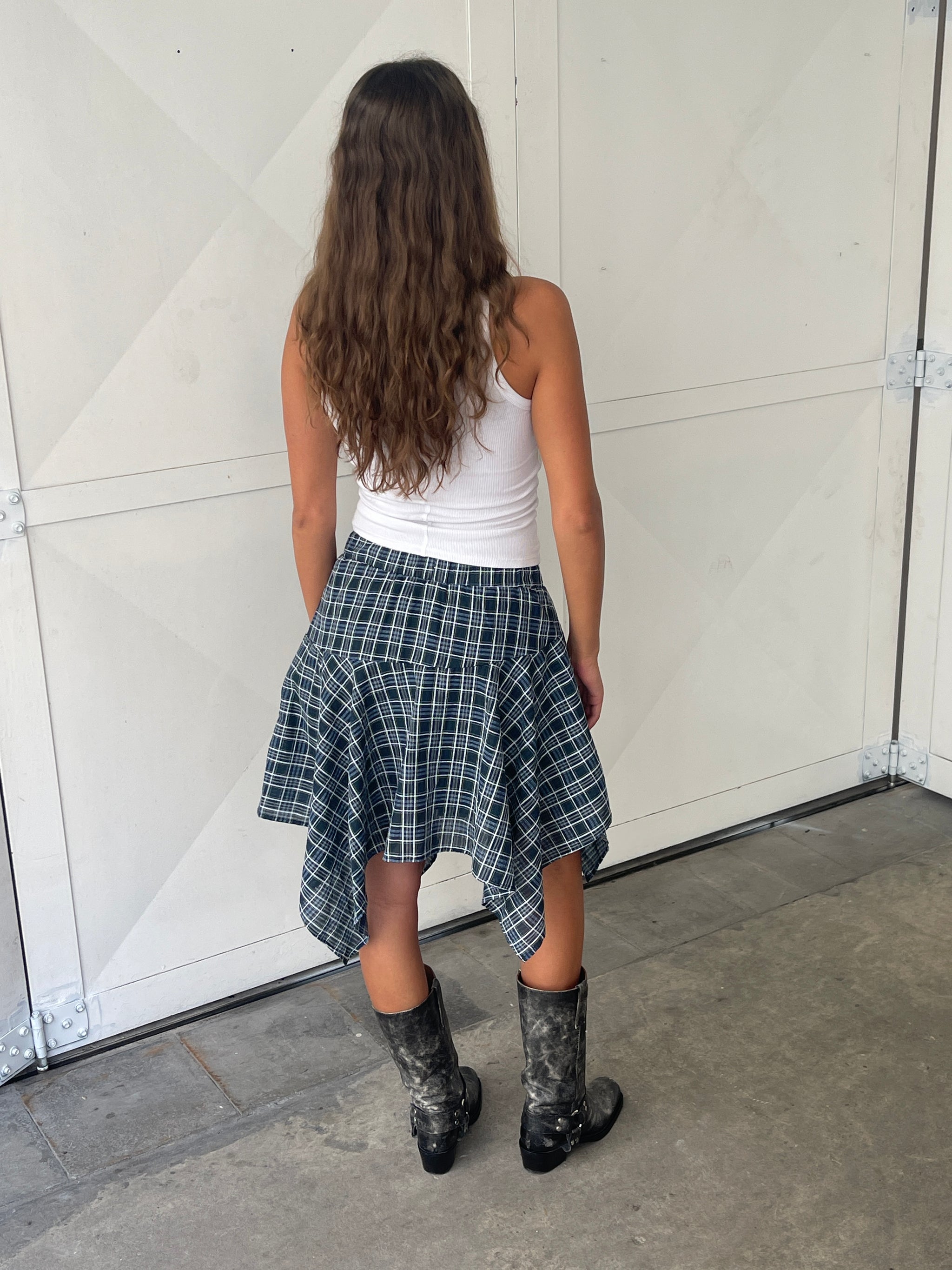 Asymmetric Check Skirt Blue – The Room Antwerp
