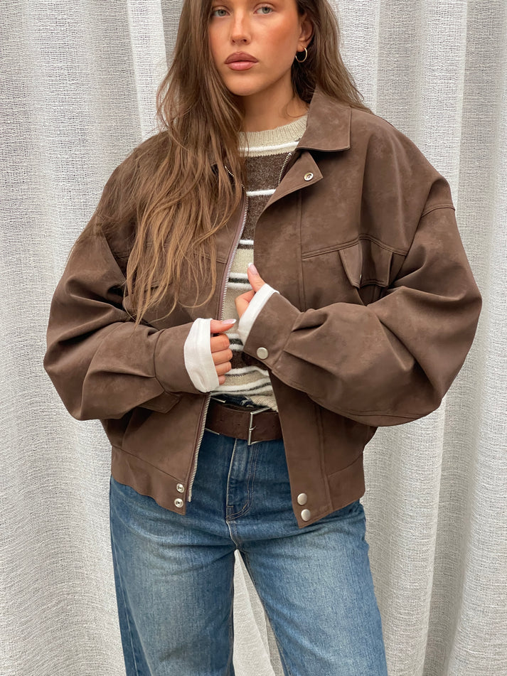 Suede Style Front Pocket Jacket – The Room Antwerp