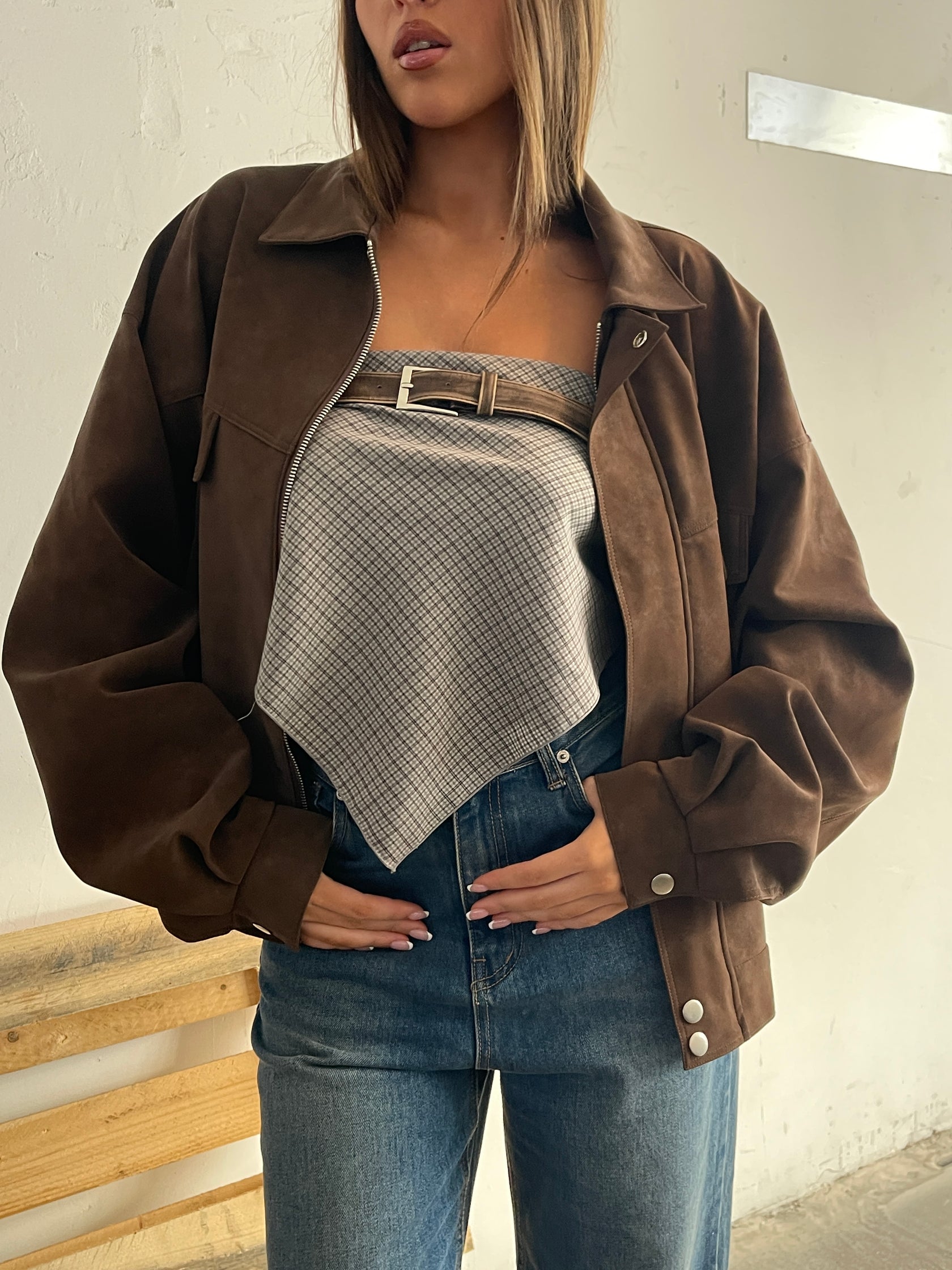Suede Style Front Pocket Jacket – The Room Antwerp
