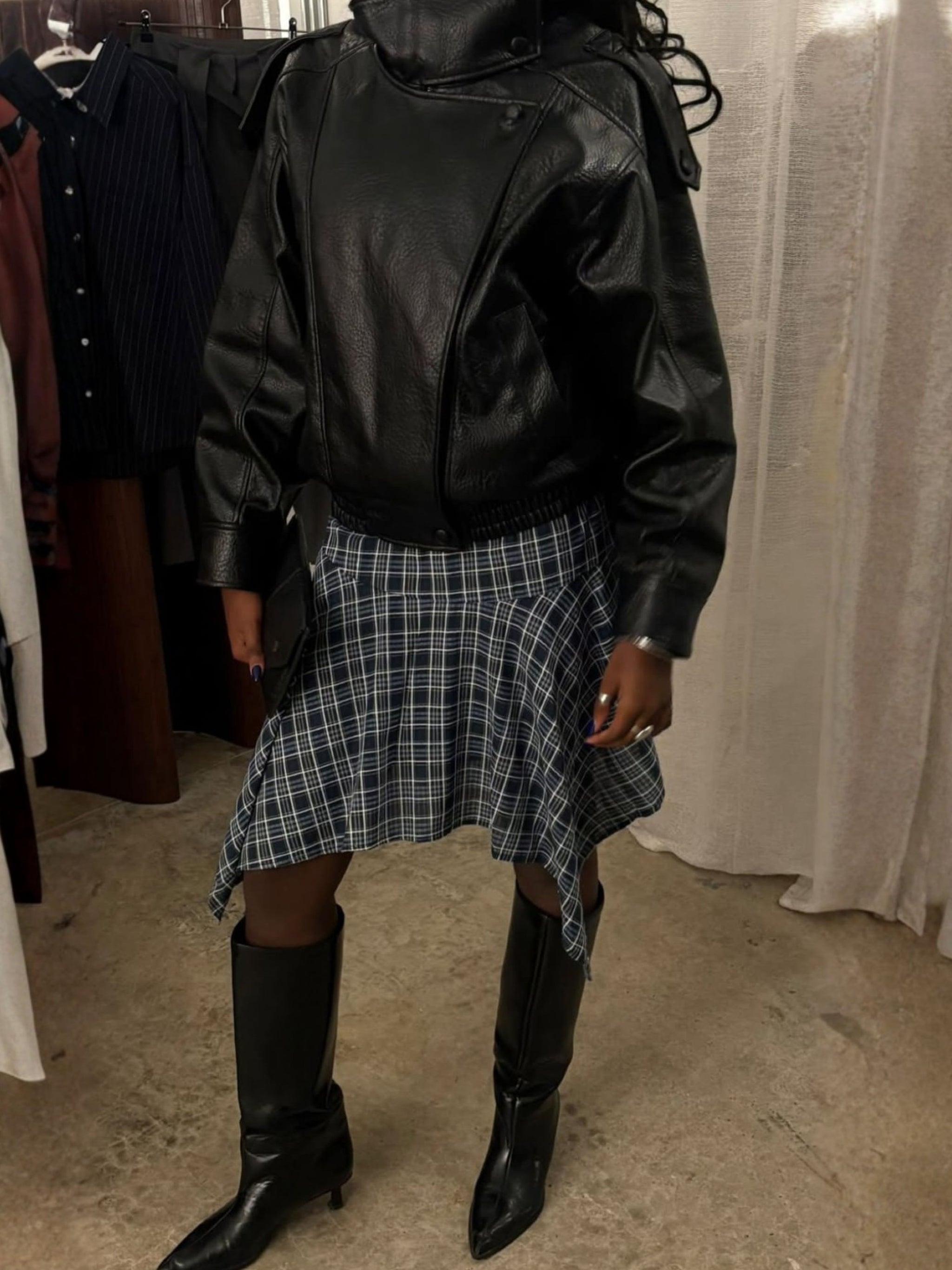Asymmetric Check Skirt Blue – The Room Antwerp